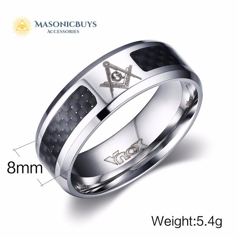 Stainless Steel & Carbon Fiber Masonic Ring | MasonicBuys