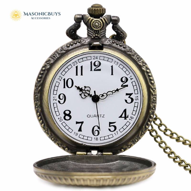 Antique Bronze Masonic Pocket Watch With Chain Necklace | MasonicBuys