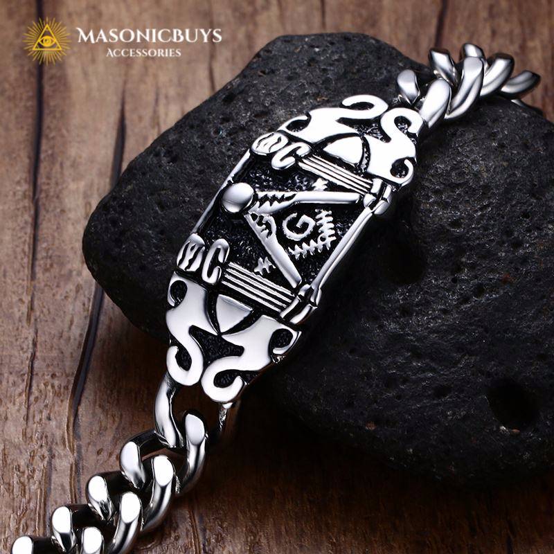 Stainless Steel Masonic Chain Bracelet | MasonicBuys