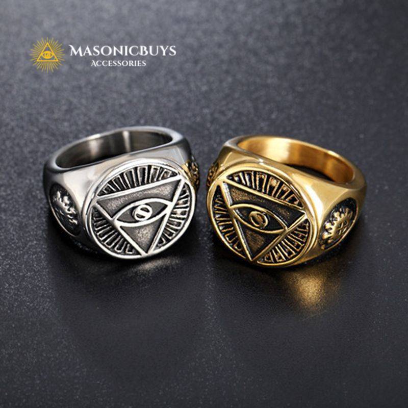 Vintage Masonic Ring With Triangle & Devil Eye | MasonicBuys