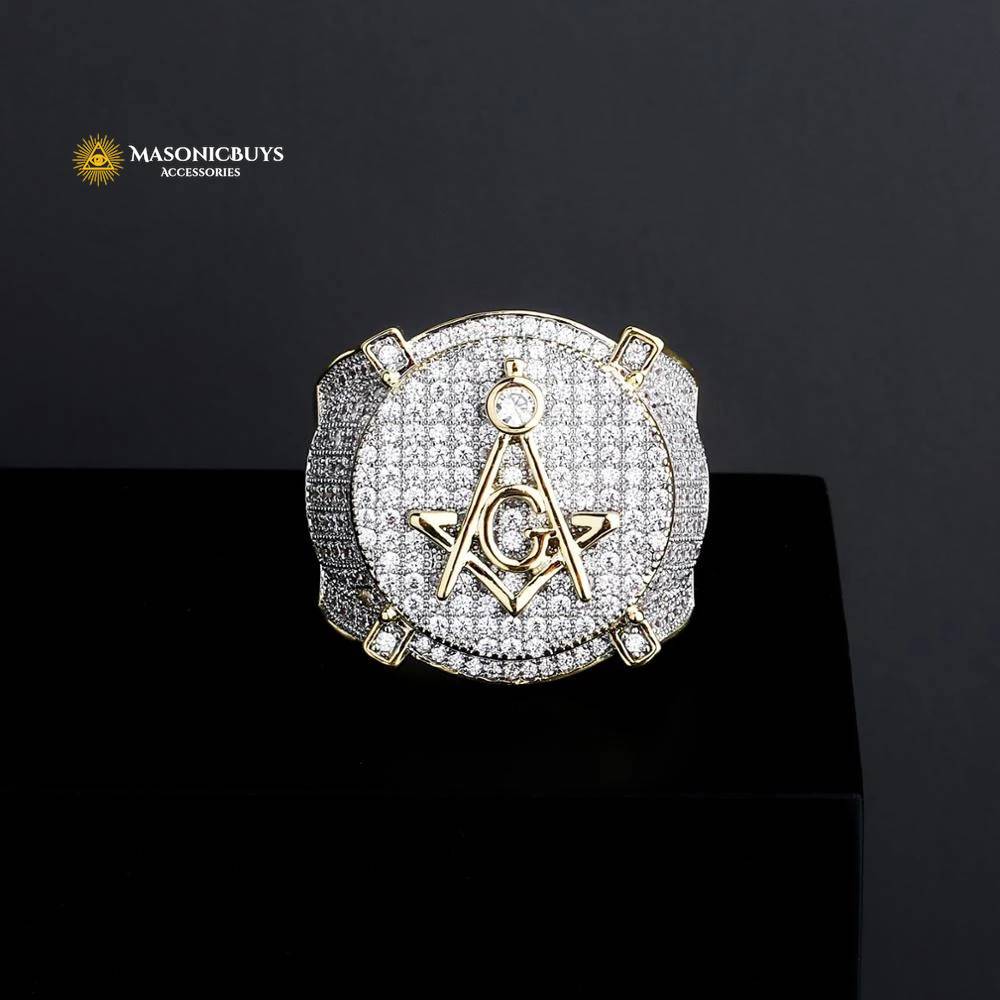 18K Yellow Gold Filled Masonic Ring With The Highest Grade Lab Diamonds ...