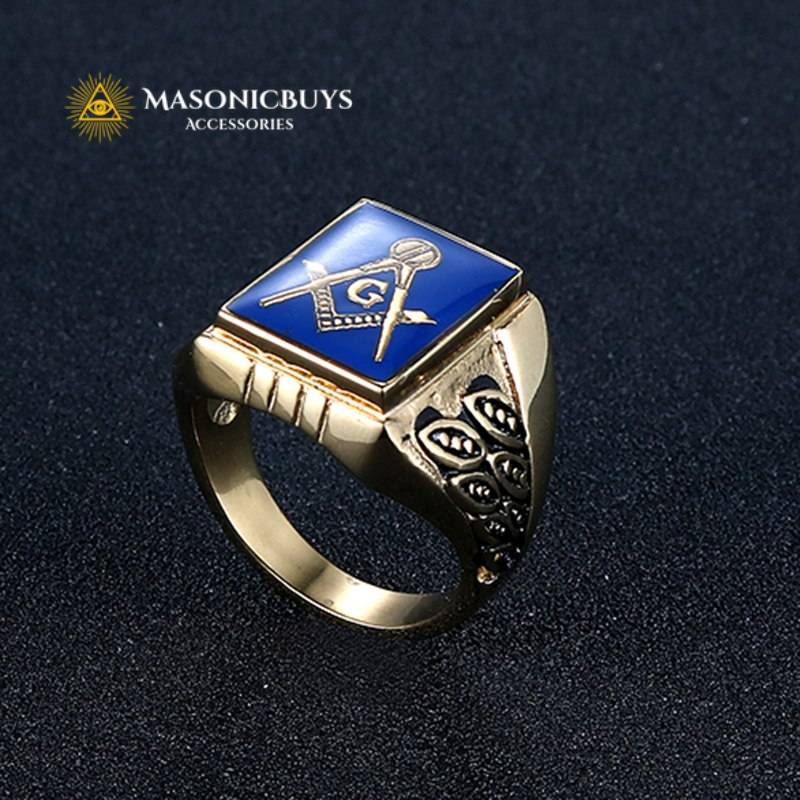 Blue Lodge Masonic Ring. Gold Plated Stainless Steel. | MasonicBuys