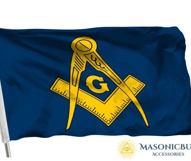 Masonic Flag With Blue Background And Golden Freemason Symbol | MasonicBuys