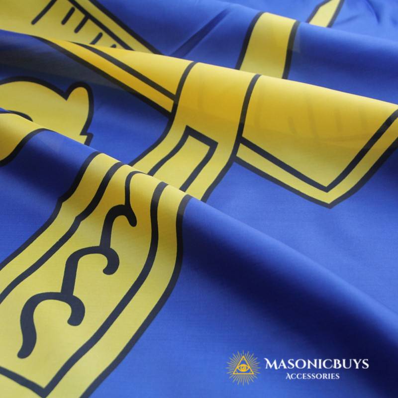 Masonic Flag With Blue Background And Golden Freemason Symbol | MasonicBuys