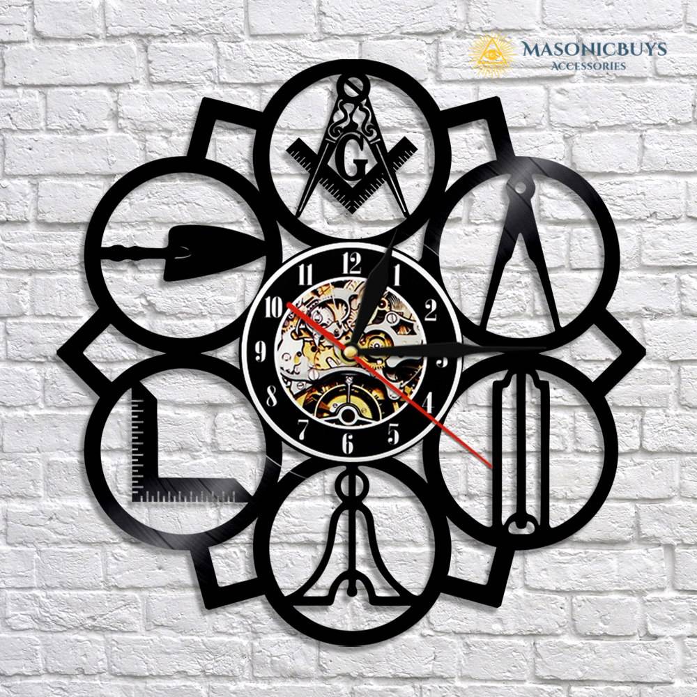 Masonic Wall Clock. Made Of Vinyl Record. | MasonicBuys