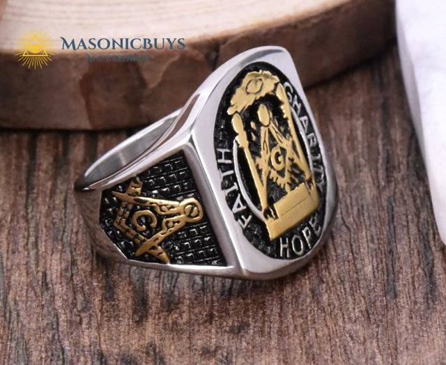 Classic Masonic Ring "Faith, Hope and Charity" | MasonicBuys