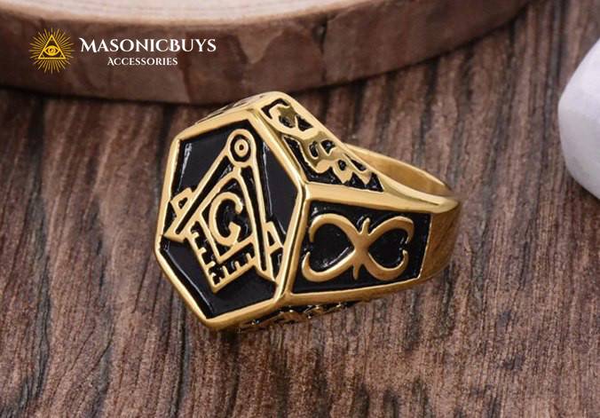 Unique Masonic Ring, Hexagon | MasonicBuys