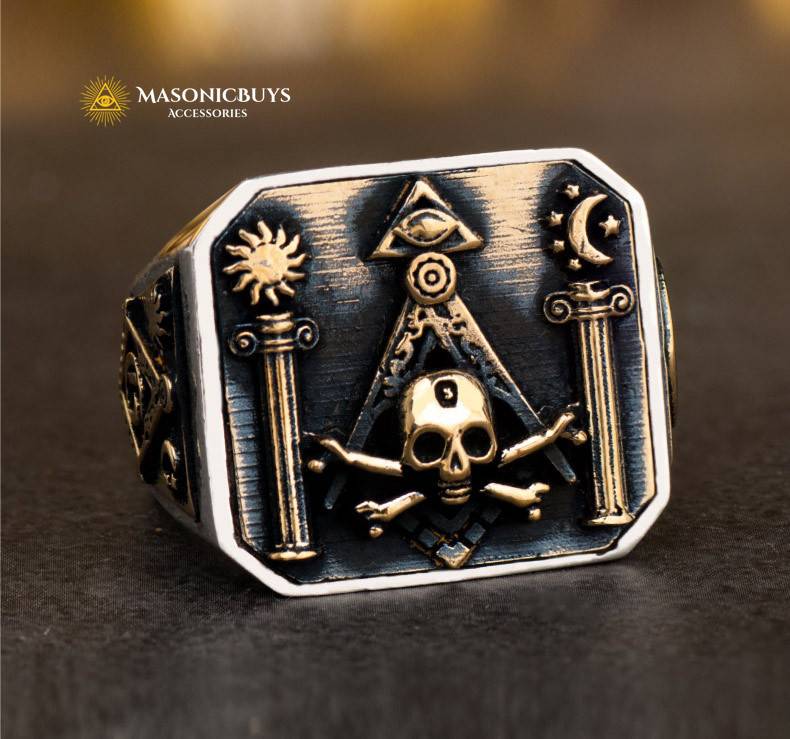 925 Silver Masonic Ring With The Skull & Crossbones | MasonicBuys