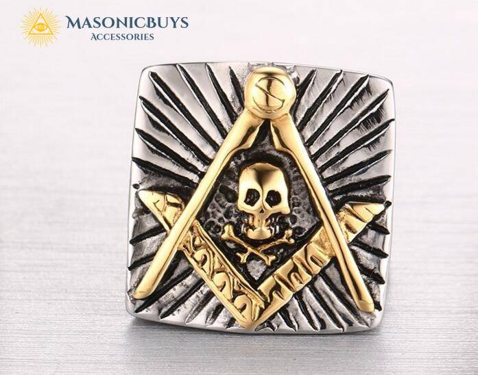Large Stainless Steel Masonic Ring With The Skull | MasonicBuys