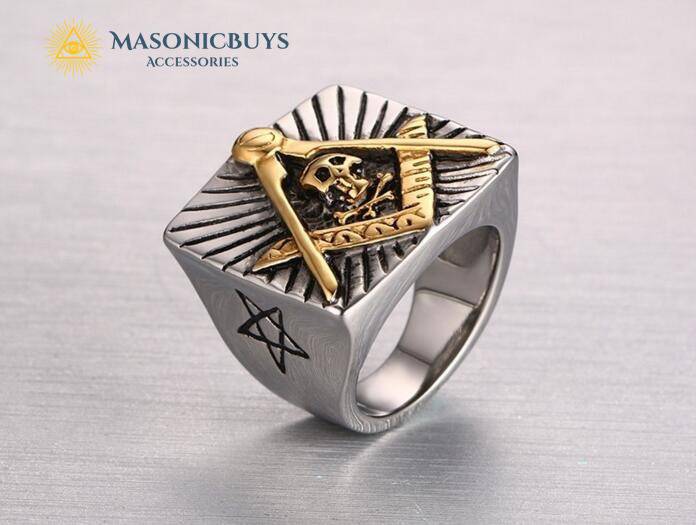 Large Stainless Steel Masonic Ring With The Skull | MasonicBuys