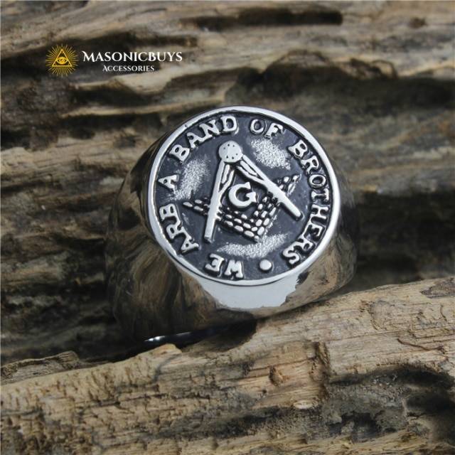 Stainless Steel Masonic Ring "We Are A Band Of Brothers" | MasonicBuys