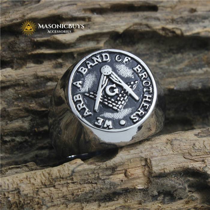Stainless Steel Masonic Ring "We Are A Band Of Brothers" | MasonicBuys