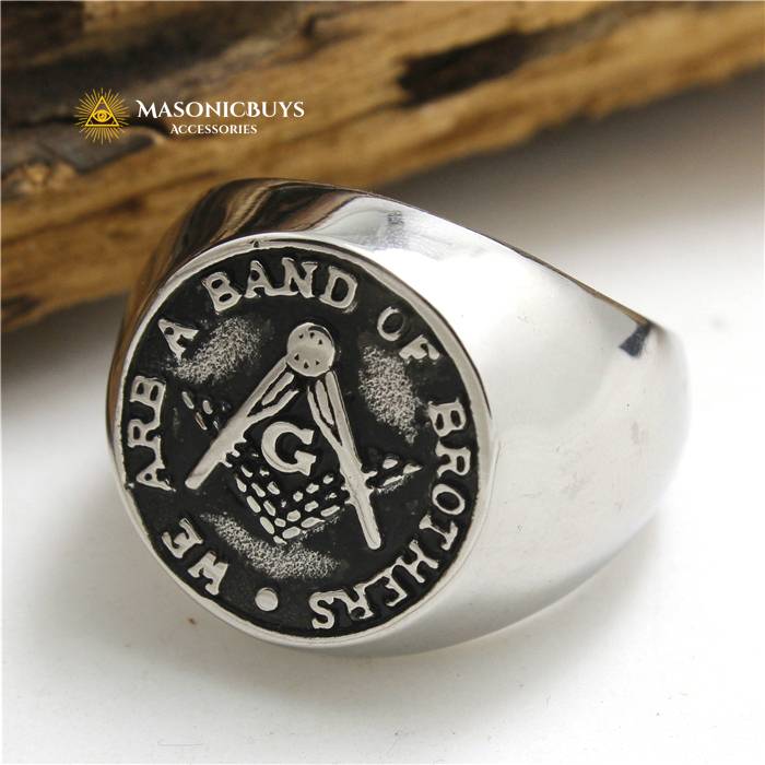Stainless Steel Masonic Ring "We Are A Band Of Brothers" | MasonicBuys