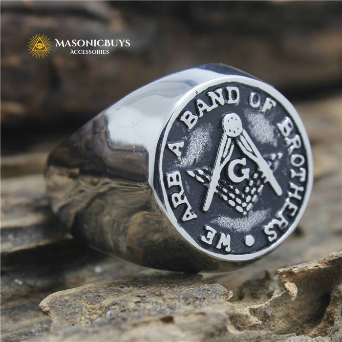 Stainless Steel Masonic Ring "We Are A Band Of Brothers" | MasonicBuys