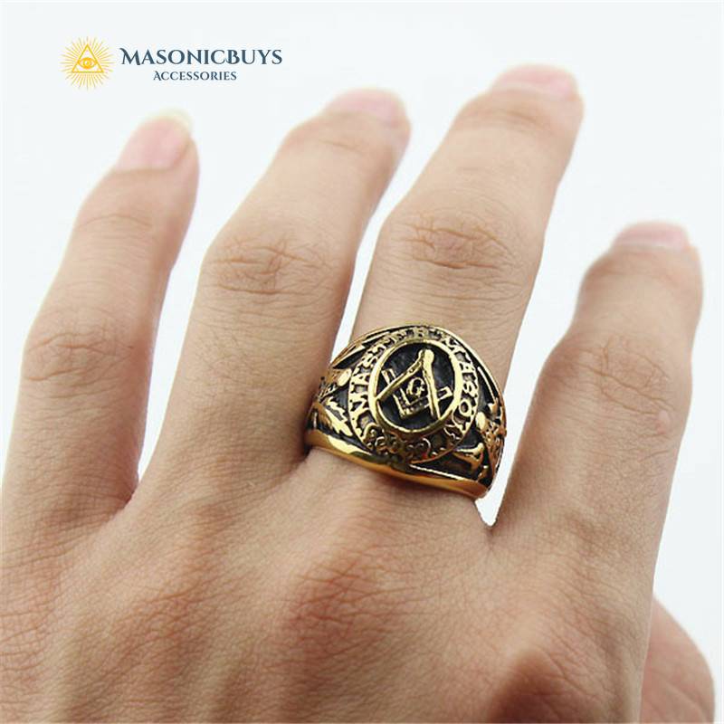 "Master Mason" Freemason Ring, Gold Plated Stainless Steel | MasonicBuys