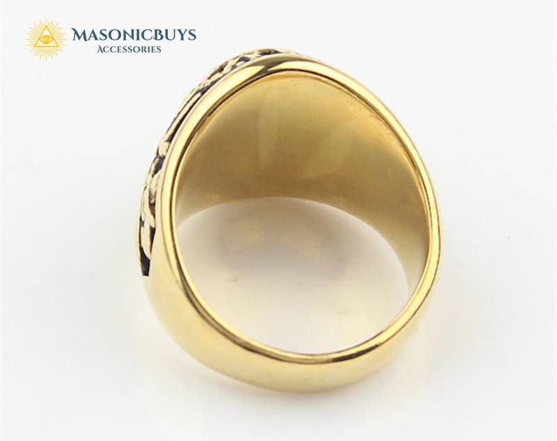 "Master Mason" Freemason Ring, Gold Plated Stainless Steel | MasonicBuys