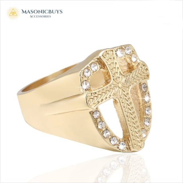 Gold Plated Knights Templar Royal Golden Cross Ring | MasonicBuys