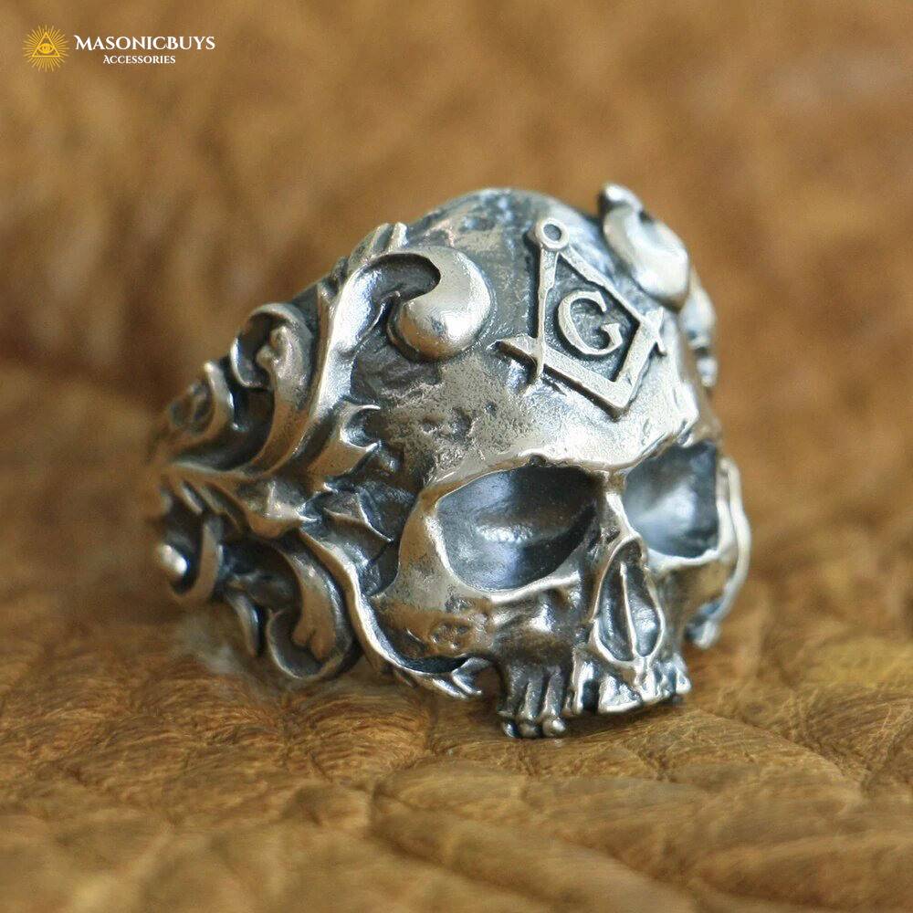 Skull Shaped Masonic Ring, High Quality 925 Sterling Silver | MasonicBuys