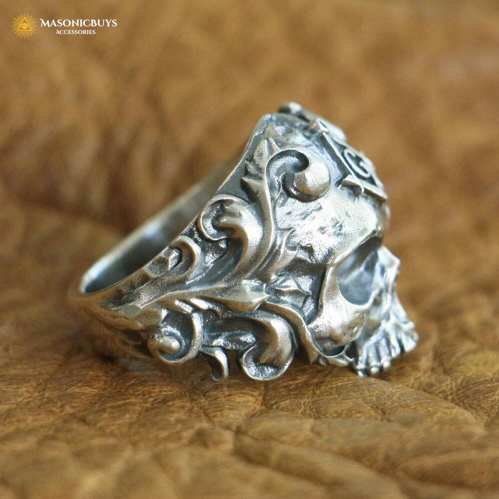 Skull Shaped Masonic Ring, High Quality 925 Sterling Silver | MasonicBuys