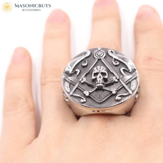 Extra Big Stainless Steel Masonic Ring With Round Design | MasonicBuys