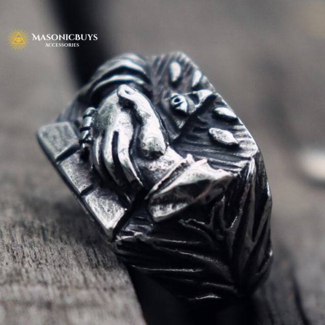 Masonic Ring With Handshake - Unique Design! | MasonicBuys