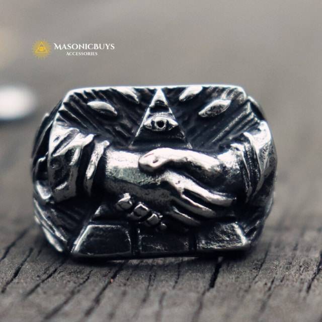 Masonic Ring With Handshake - Unique Design! | MasonicBuys