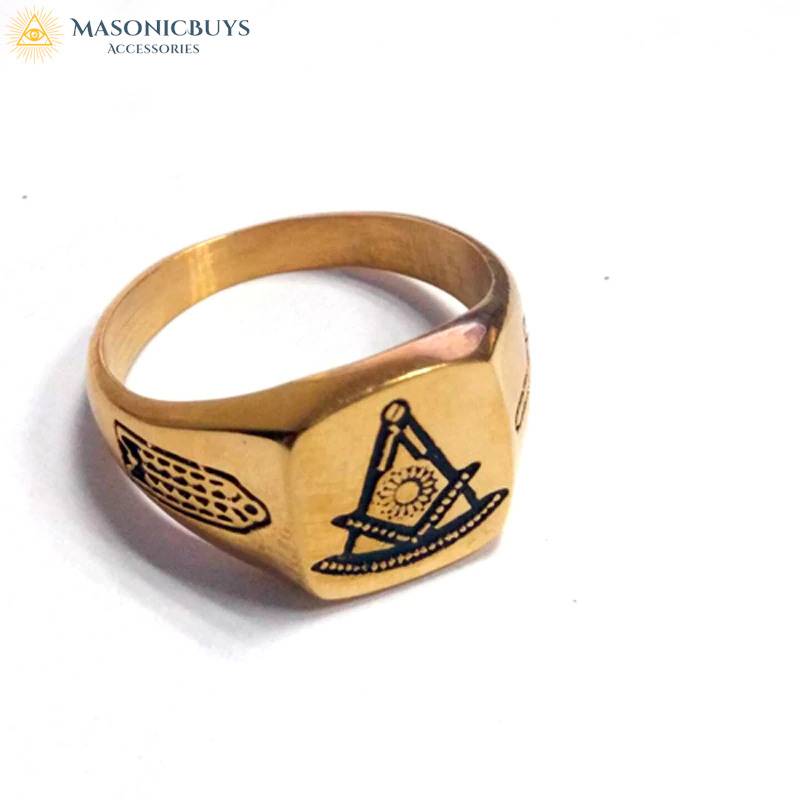 Classic Design 14K Gold Plated Masonic Ring | MasonicBuys