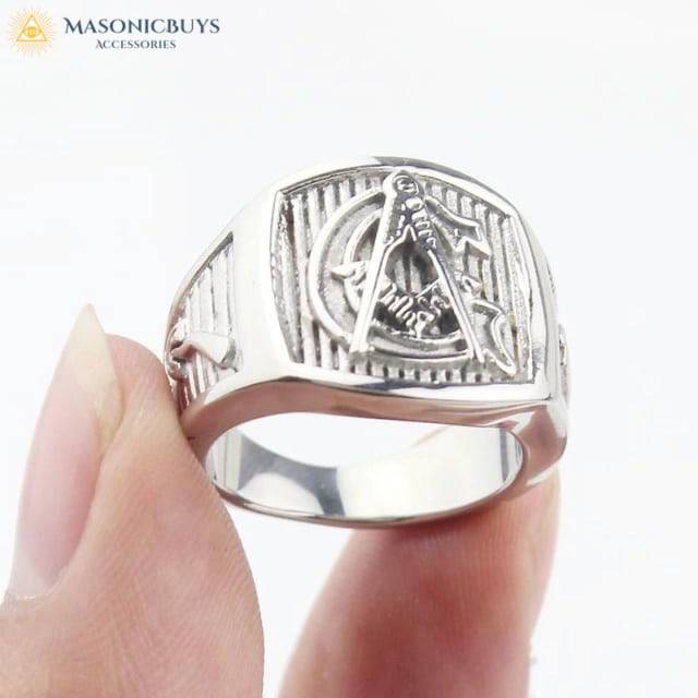Silvery Stainless Steel "Master Mason" Masonic Ring | MasonicBuys