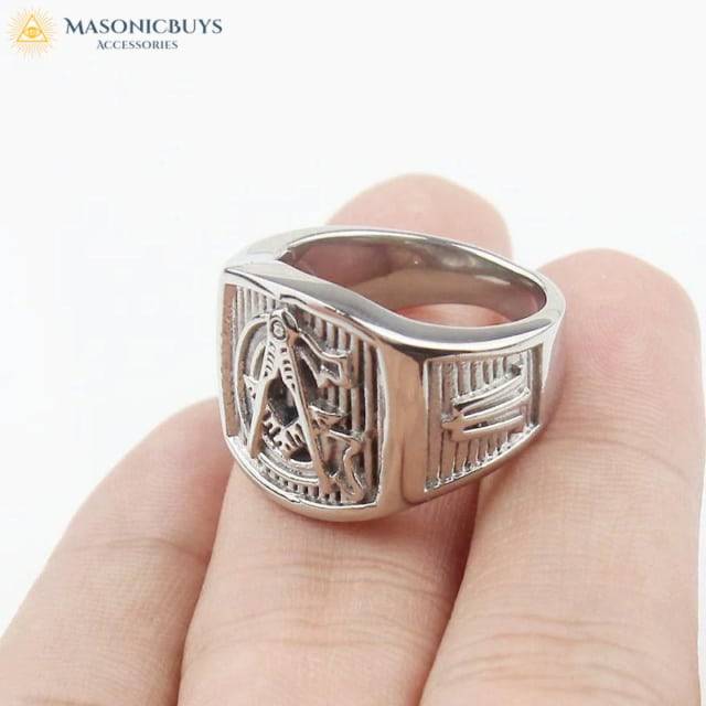 Silvery Stainless Steel "Master Mason" Masonic Ring | MasonicBuys