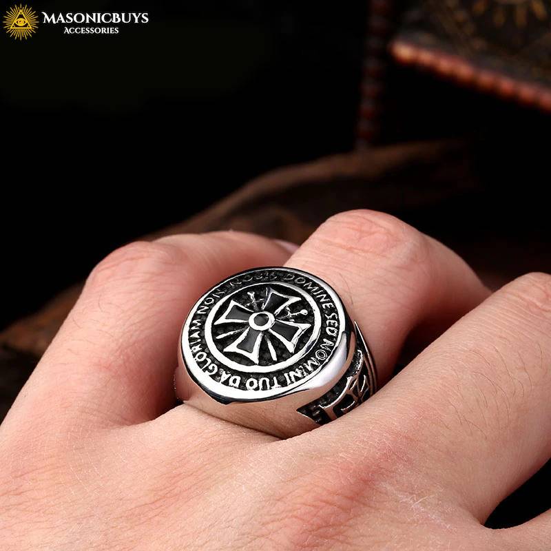 Heavy Stainless Steel Knights Templar Ring | MasonicBuys