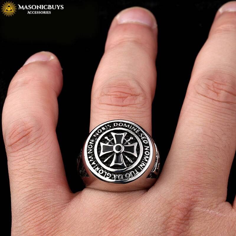Heavy Stainless Steel Knights Templar Ring | MasonicBuys