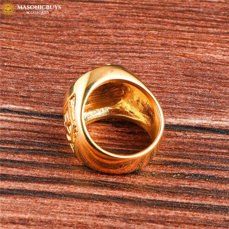 Gold Masonic Ring With Rhinestones | MasonicBuys