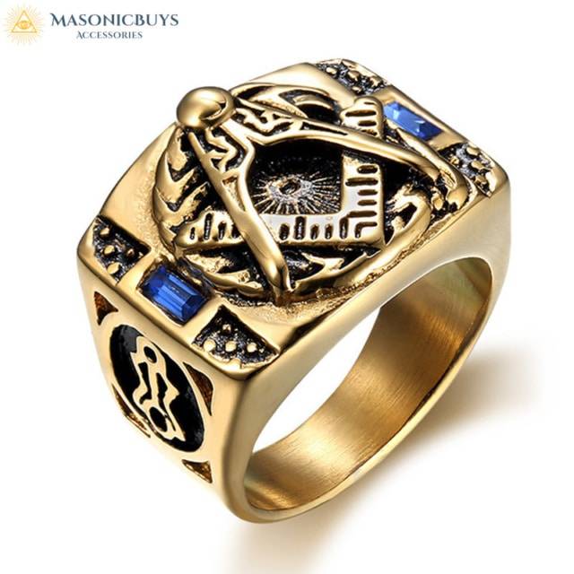 Vintage Masonic Ring With Blue Stones | MasonicBuys