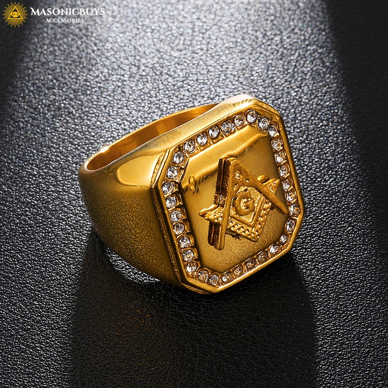 Charming Masonic Ring With Eye-Catching Rhinestones | MasonicBuys