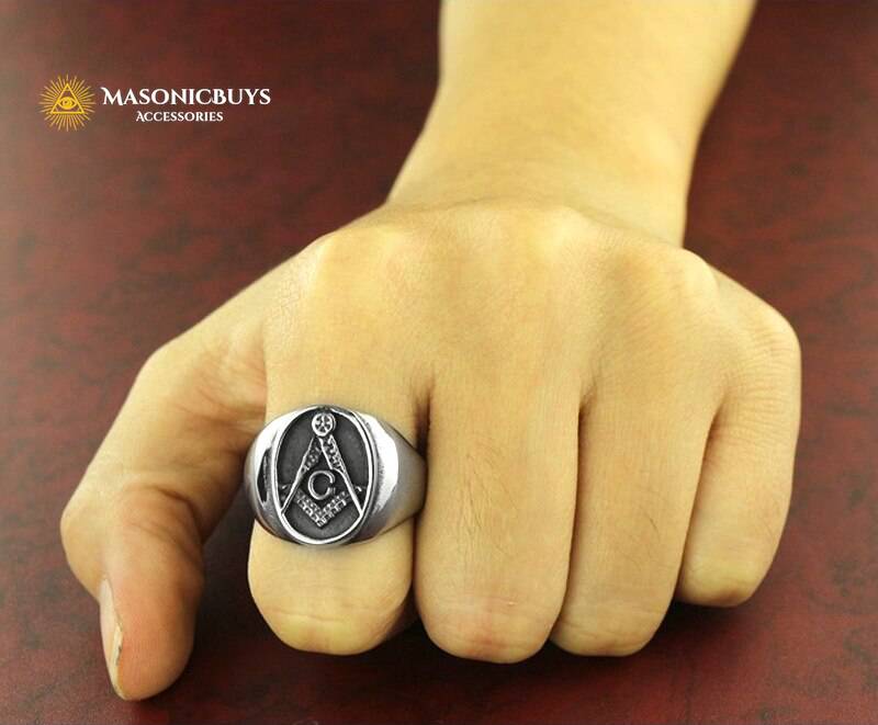 Simple Vintage Style Stainless Steel Masonic Ring | MasonicBuys
