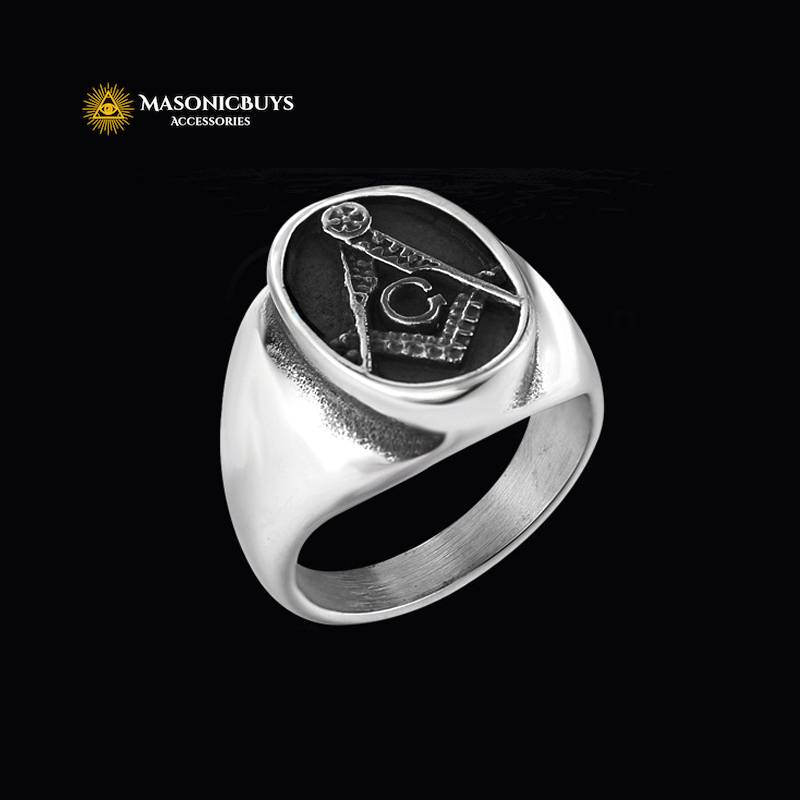 Simple Vintage Style Stainless Steel Masonic Ring | MasonicBuys