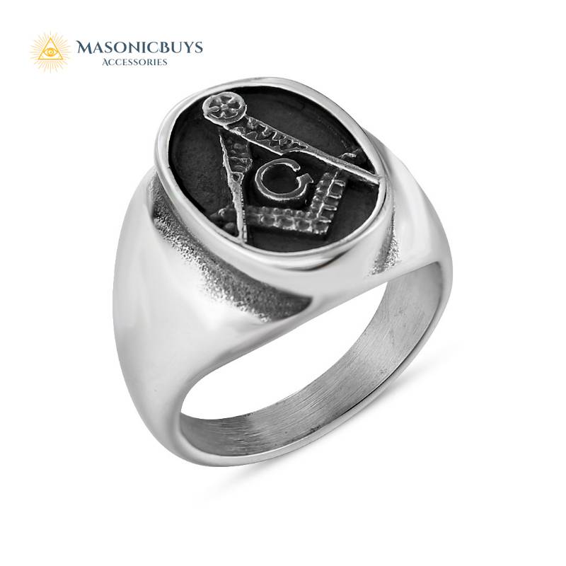 Simple Vintage Style Stainless Steel Masonic Ring | MasonicBuys
