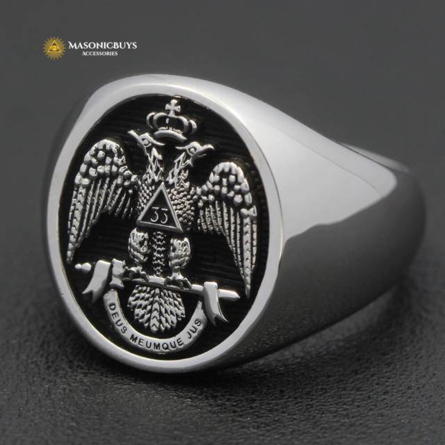 33rd Degree Scottish Rite Silver Masonic Ring | MasonicBuys