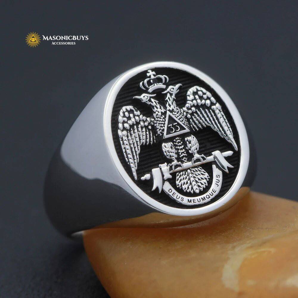33rd Degree Scottish Rite Silver Masonic Ring | MasonicBuys