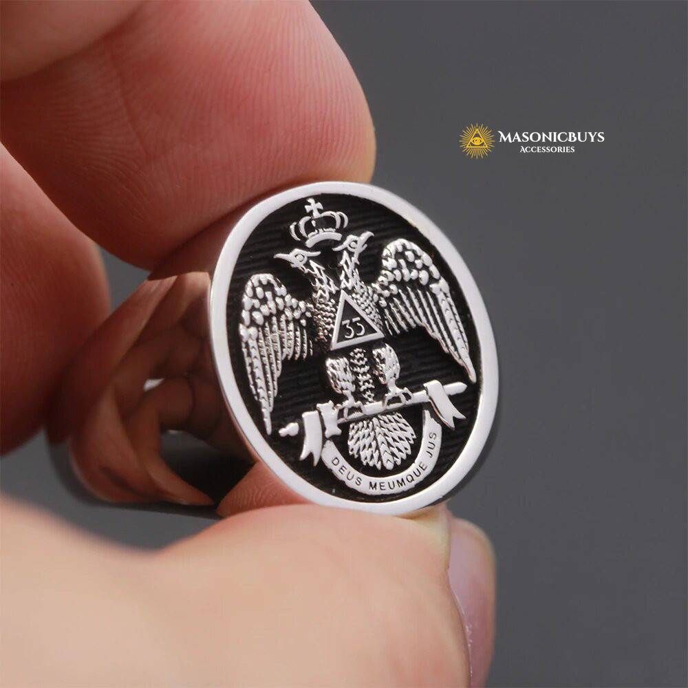 33rd Degree Scottish Rite Silver Masonic Ring | MasonicBuys