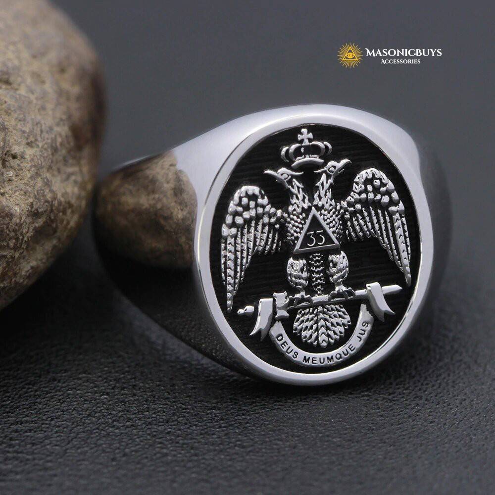 33rd Degree Scottish Rite Silver Masonic Ring | MasonicBuys