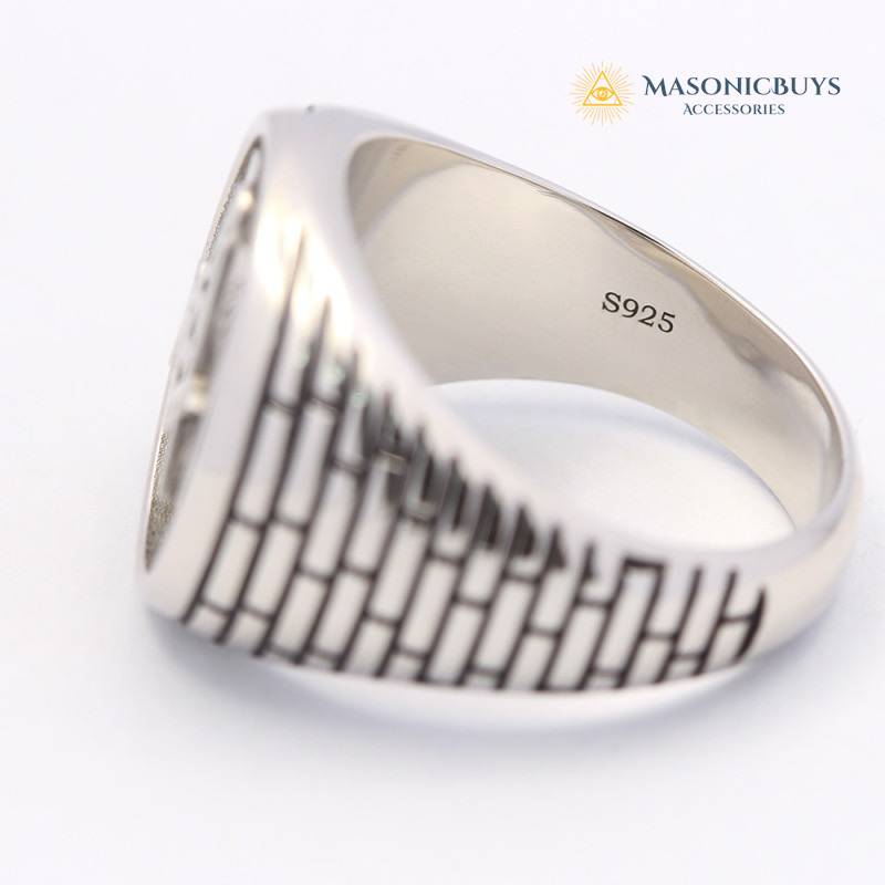 Silver Masonic Ring With Bible & Symbolics | MasonicBuys