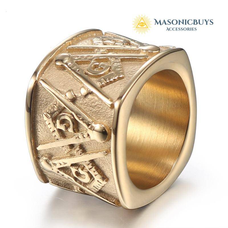 Stainless Steel Masonic Ring With Round Design | MasonicBuys