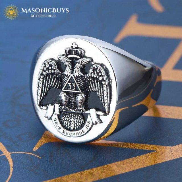 925 Sterling Silver Freemason Scottish Rite 33rd Degree Ring | MasonicBuys