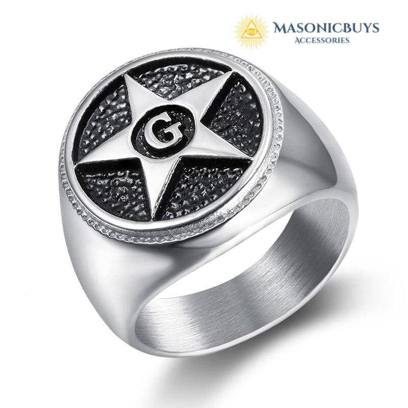 Simple Masonic Ring With Pentagram & "G" | MasonicBuys