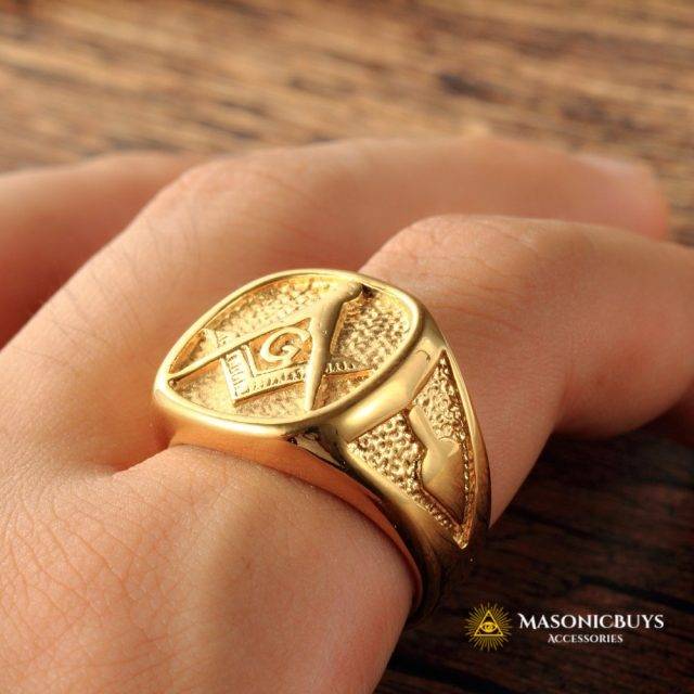 Trendy Gold Plated Simple Masonic Ring | MasonicBuys