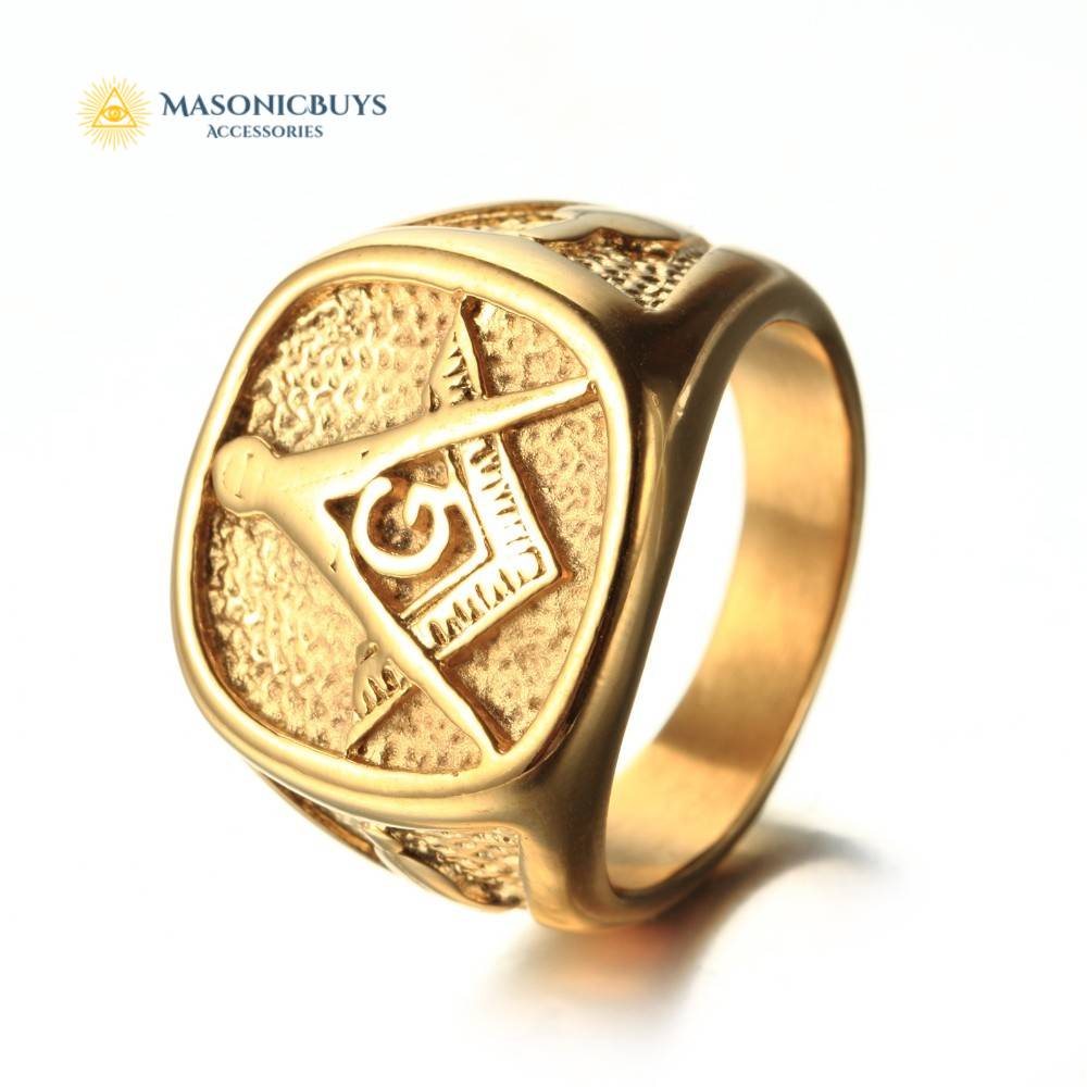 Trendy Gold Plated Simple Masonic Ring | MasonicBuys