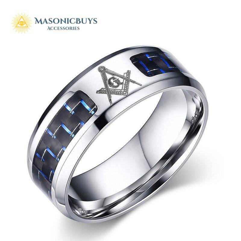 Stainless Steel & Carbon Fiber Masonic Ring | MasonicBuys