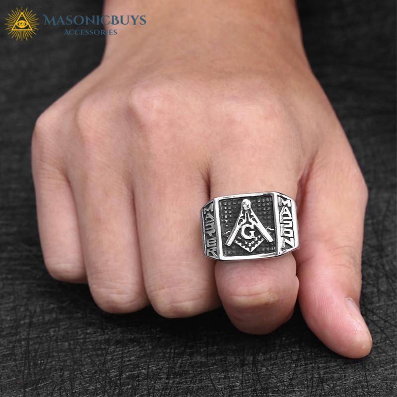 Large Stainless Steel "Master Mason" Masonic Ring | MasonicBuys