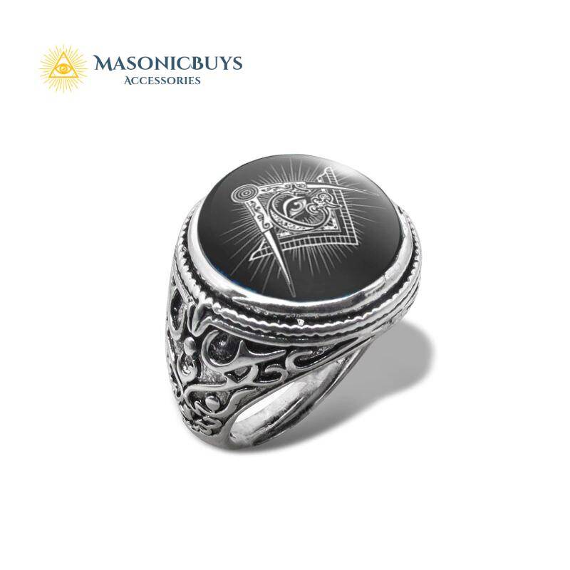 Masonic Ring With Glass Dome, Different Styles | MasonicBuys